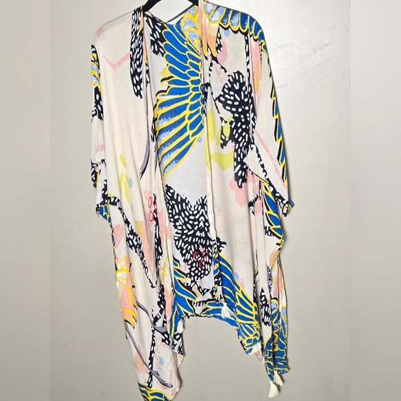 Tops | Womens Tropical Boho Tropical Chic Crane Art To Wear Duster One ...